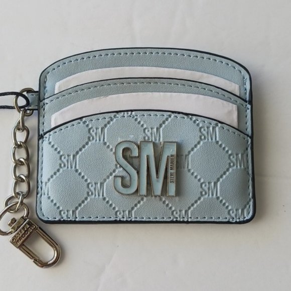 Steve Madden | Bags | Steve Madden Wallet Card Case Logo Light Blue W ...